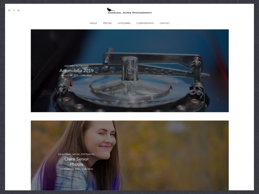 Cardinal Acres Photography Redesign - Cardinal Acres Web Development LLC